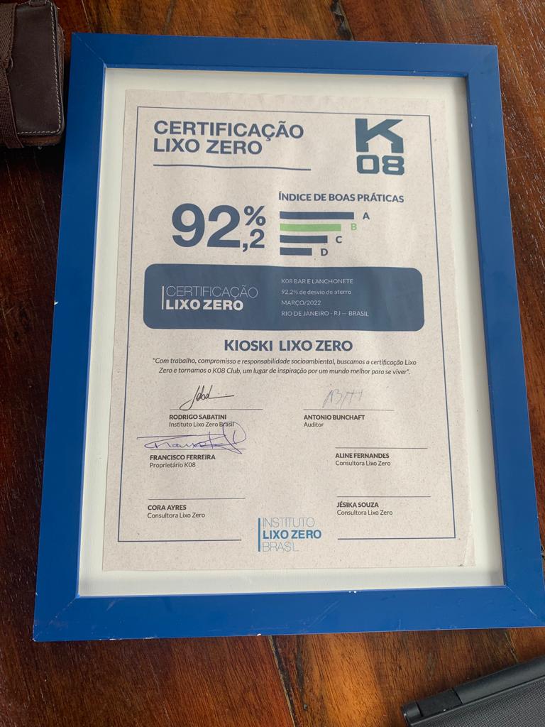 Quiosque K08 recebe Certificado Lixo Zero - Orla Rio